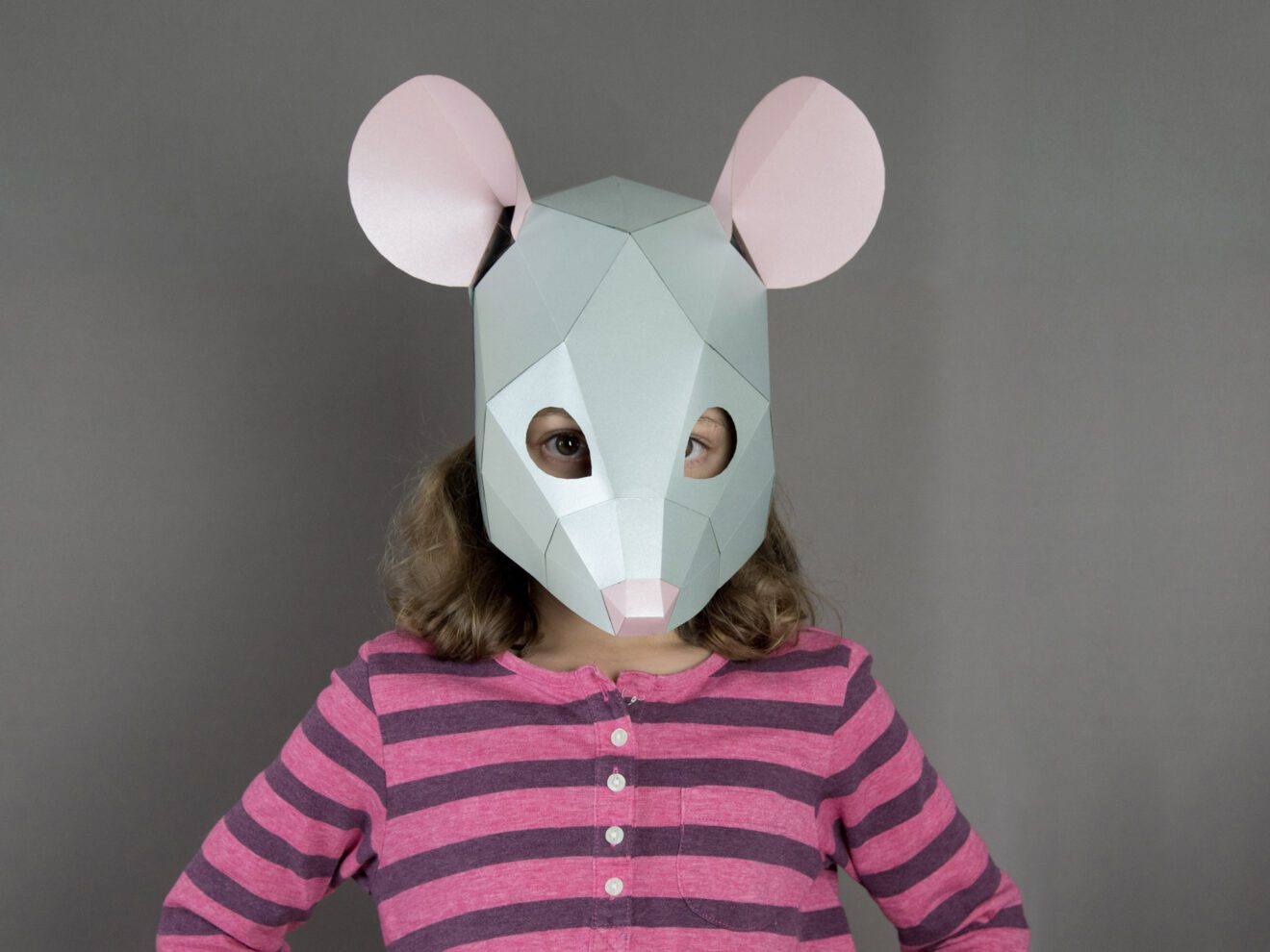 Grey Mouse mask. 3d papercraft mask. - SmagaPaperwood