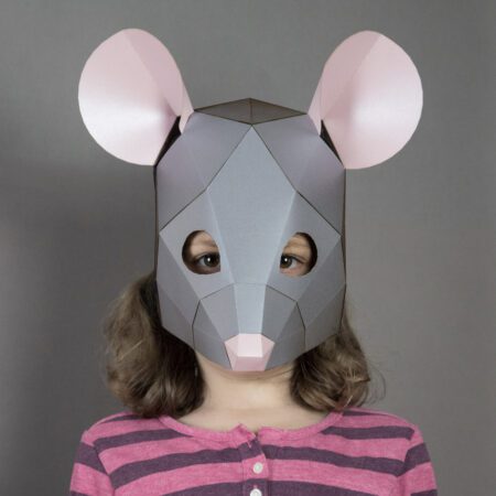 Grey Mouse mask. 3d papercraft mask. - SmagaPaperwood