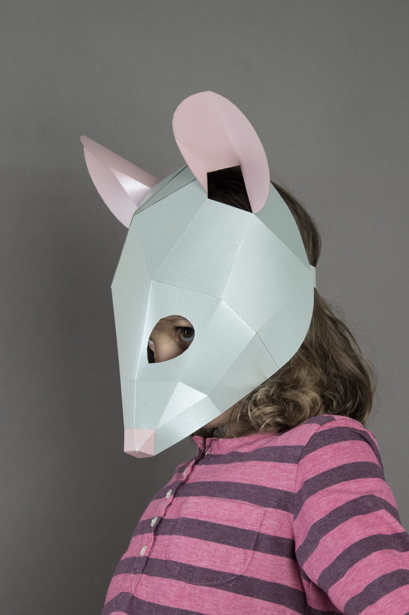Grey Mouse mask. 3d papercraft mask. - SmagaPaperwood