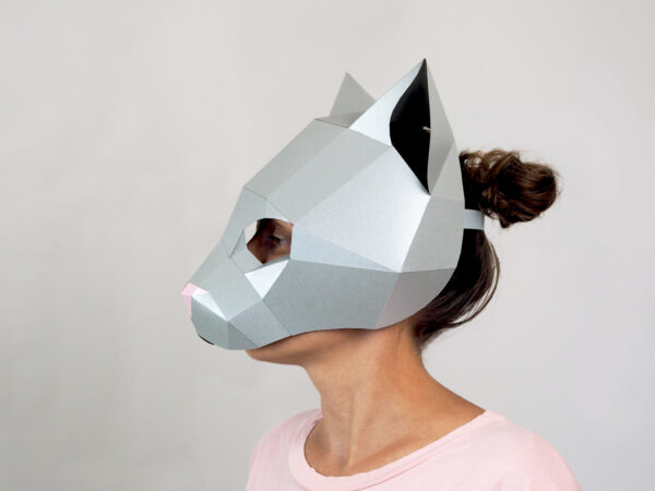 Paper cat mask. Low poly animal mask. Hand made cat costume ...