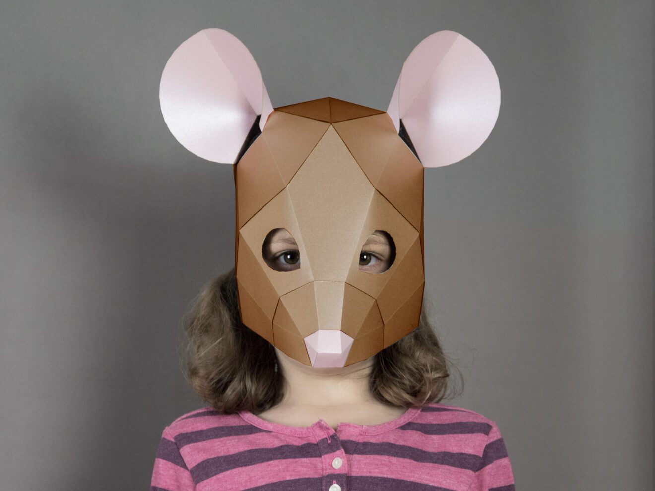Grey Mouse mask. 3d papercraft mask. - SmagaPaperwood