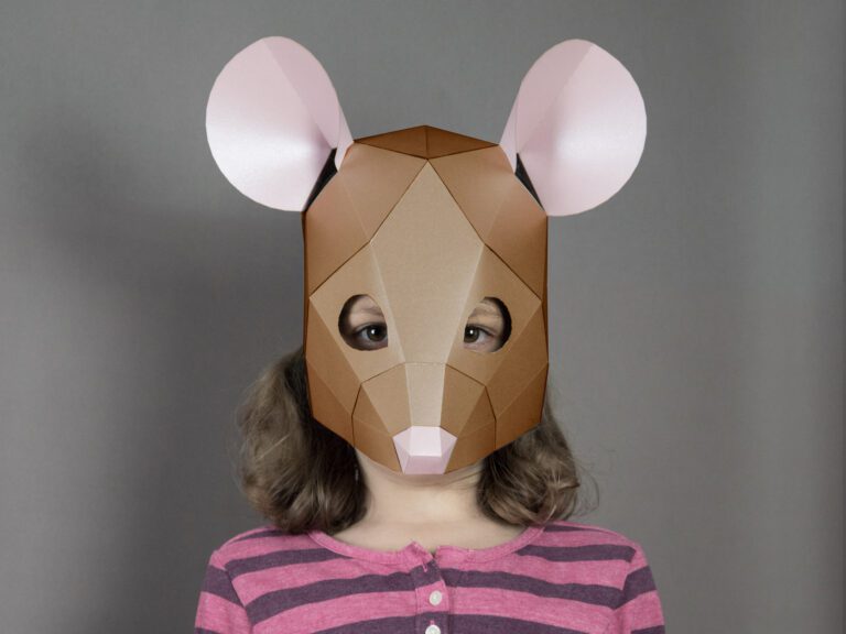 Grey Mouse mask. 3d papercraft mask. - SmagaPaperwood