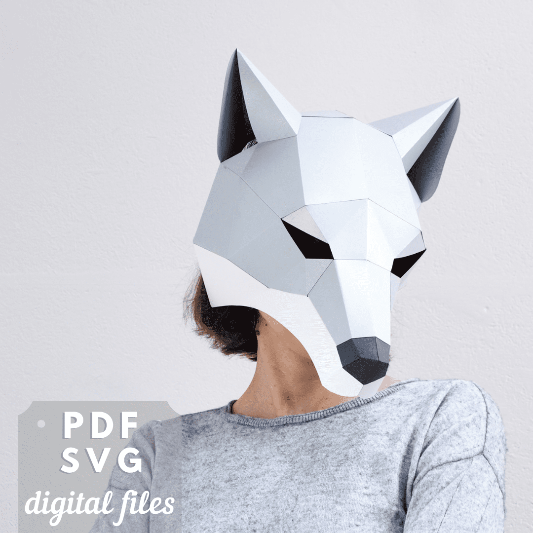 Grey Mouse mask. 3d papercraft mask. – SmagaPaperwood