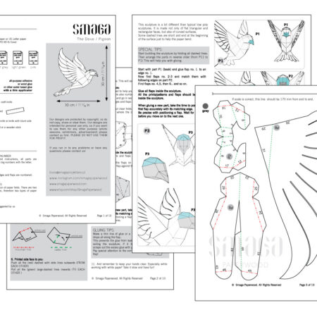Pigeon paper sculpture. Papercraft Low poly bird. - SmagaPaperwood