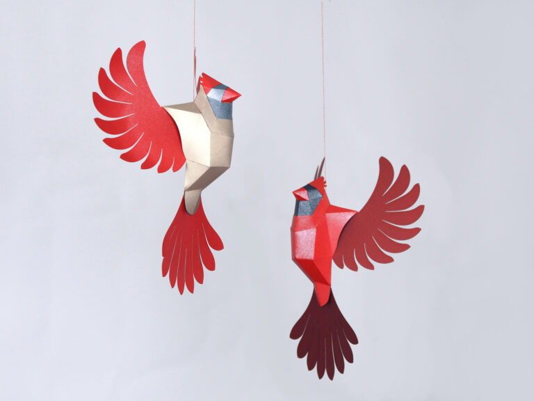 Red cardinal bird figurine. Paper craft template. – SmagaPaperwood
