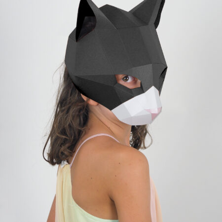 Cat mask printable PDF and SVG template. Low poly cat mask ...