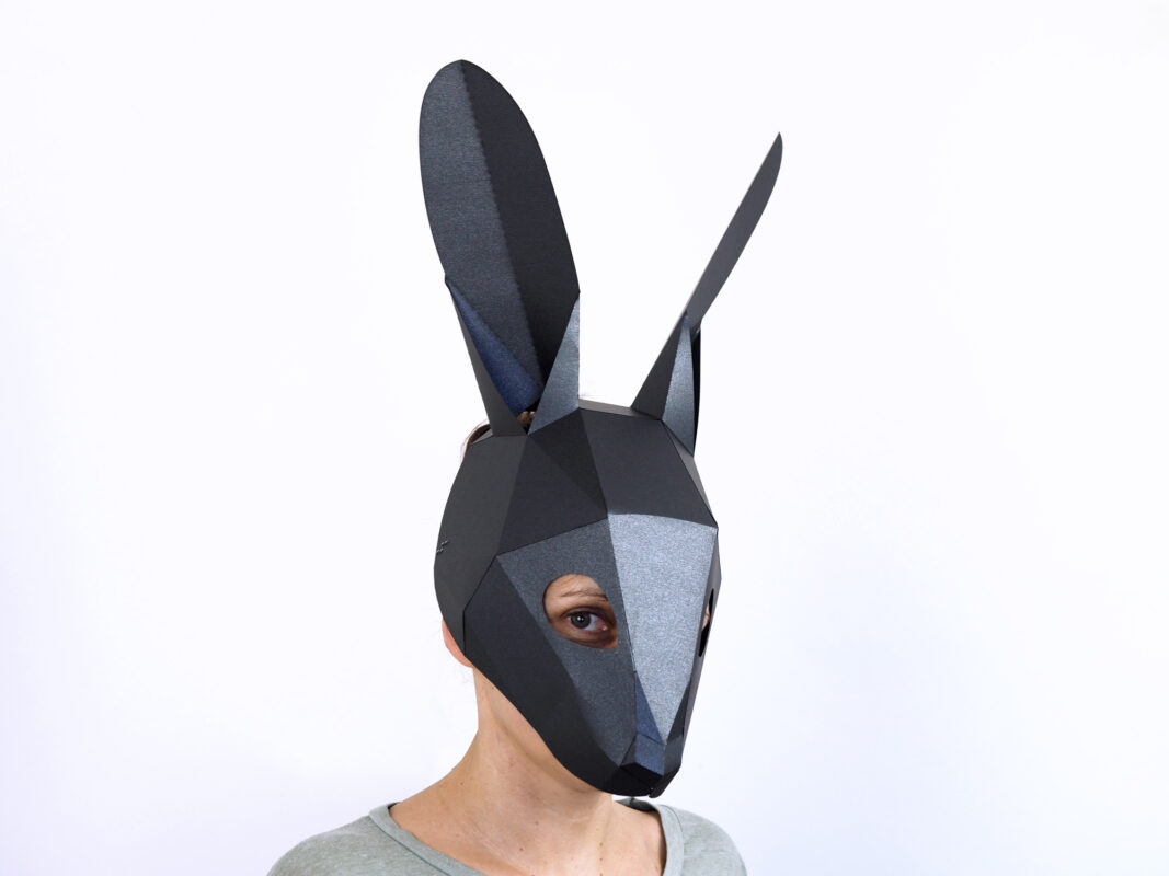 Paper bunny mask. Printable rabbit low poly mask. – SmagaPaperwood