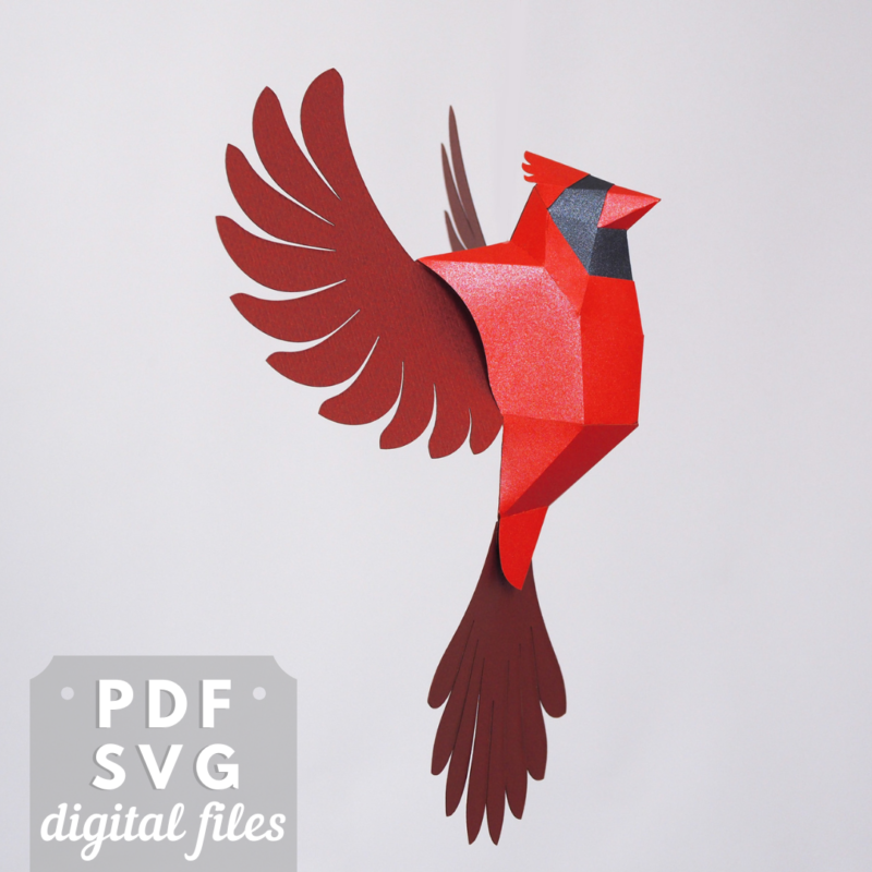 Red cardinal bird figurine. Paper craft template. – SmagaPaperwood