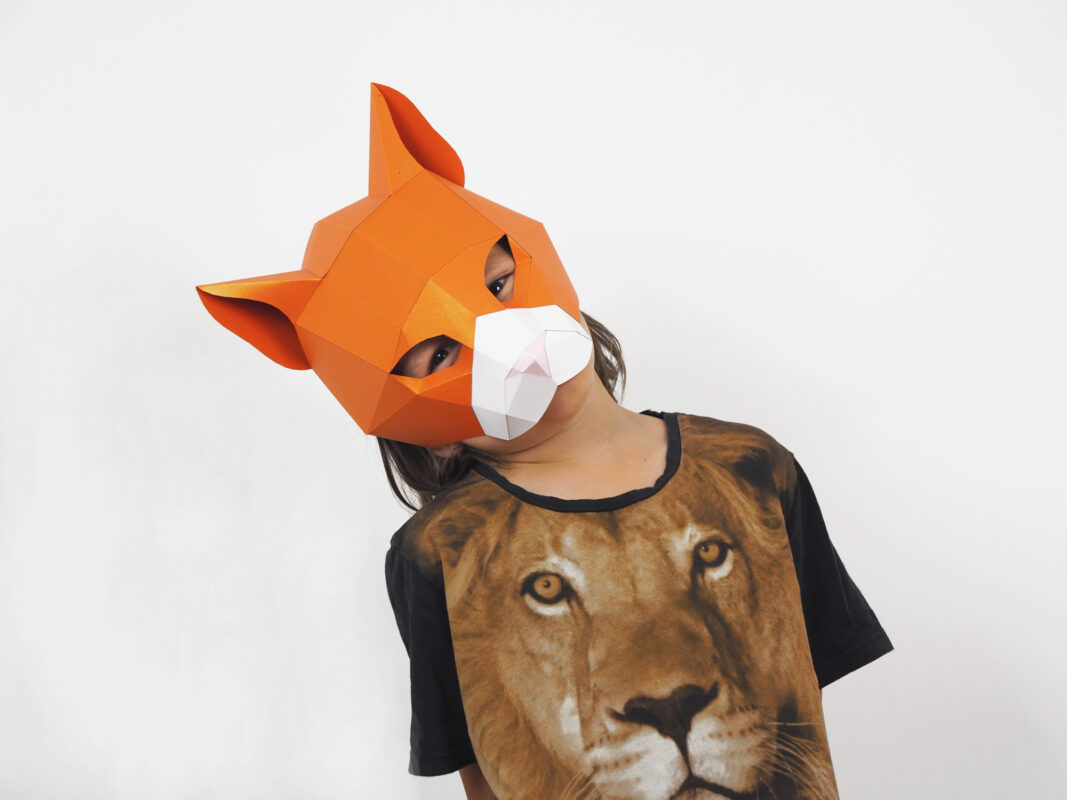 Cat mask printable PDF and SVG template. Low poly cat mask ...