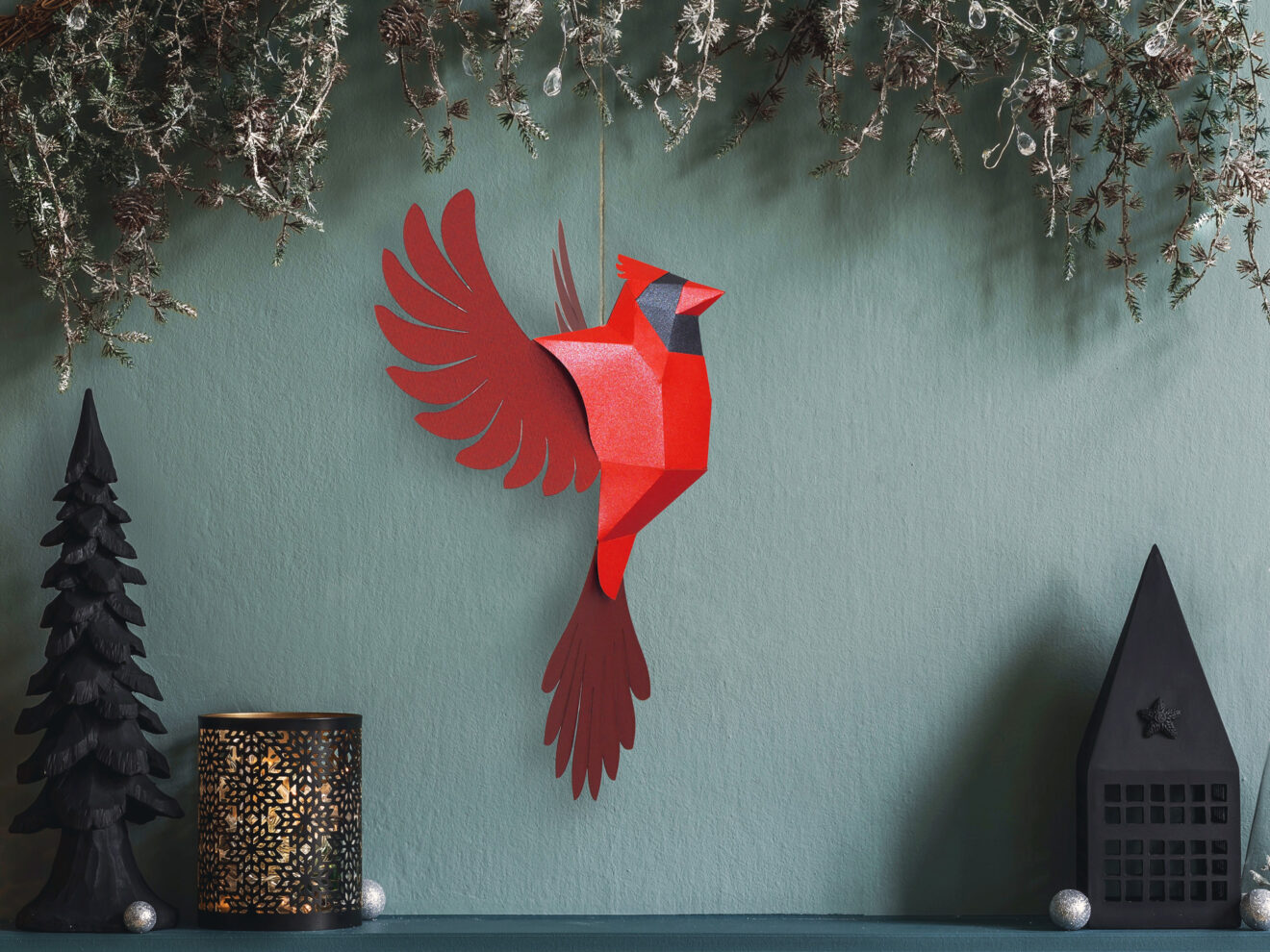 Red cardinal bird figurine. Paper craft template. – SmagaPaperwood