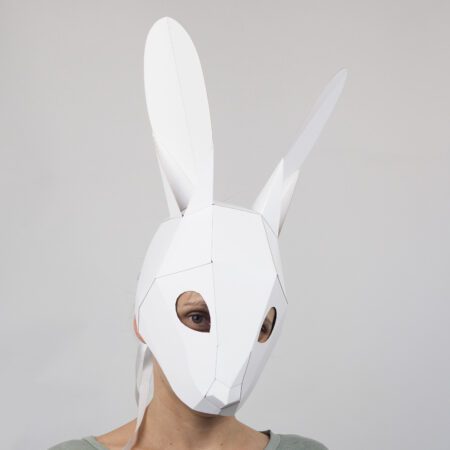 Paper bunny mask. Printable rabbit low poly mask. – SmagaPaperwood