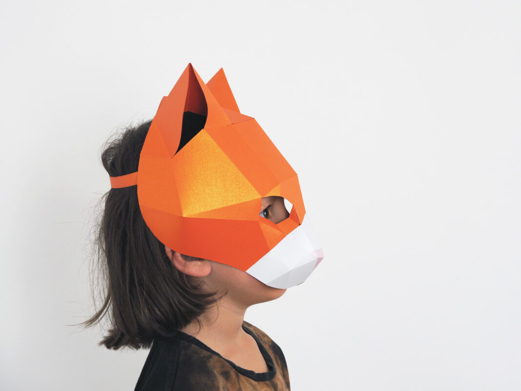 Cat mask printable PDF and SVG template. Low poly cat mask ...