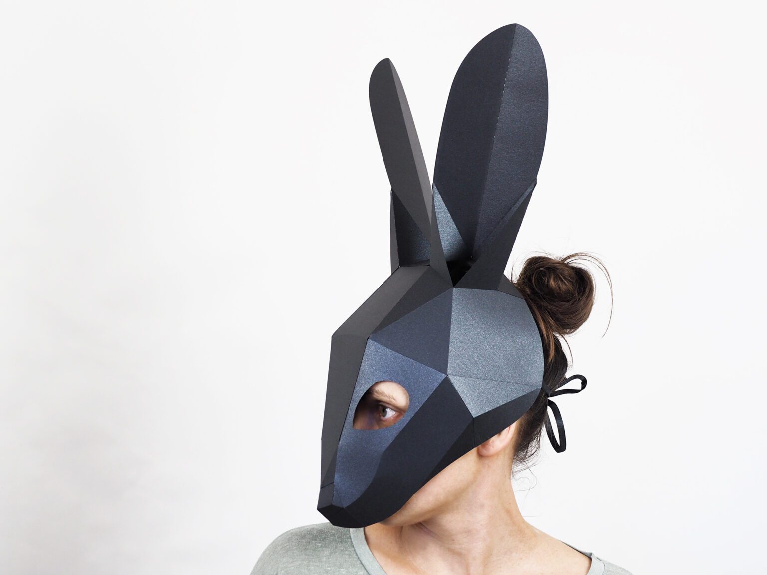 Paper bunny mask. Printable rabbit low poly mask. – SmagaPaperwood