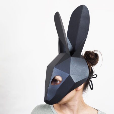 Paper bunny mask. Printable rabbit low poly mask. – SmagaPaperwood