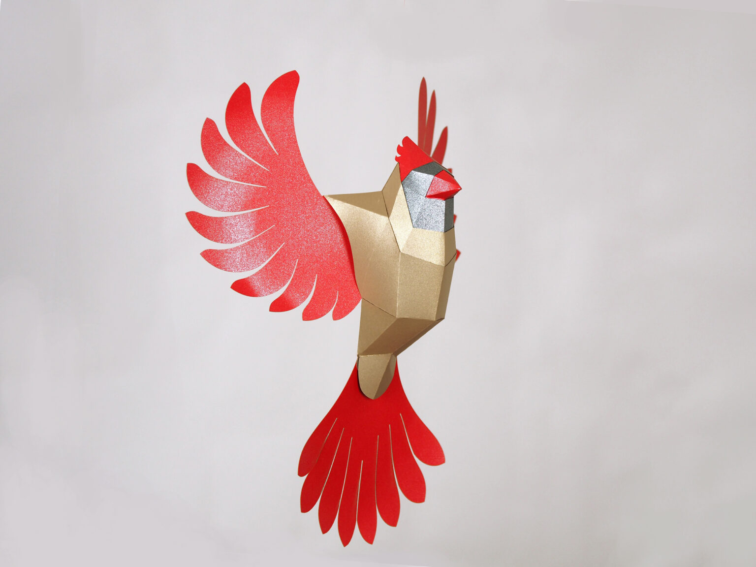 Red cardinal bird figurine. Paper craft template. – SmagaPaperwood