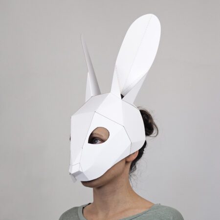 Paper bunny mask. Printable rabbit low poly mask. – SmagaPaperwood