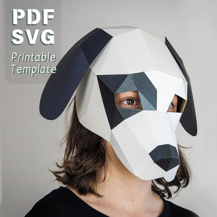 Dog paper mask for Kids: Papercraft PDF & SVG.