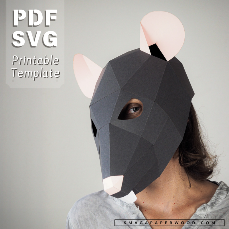 Rat mask template: PDF and SVG files. - SmagaPaperwood